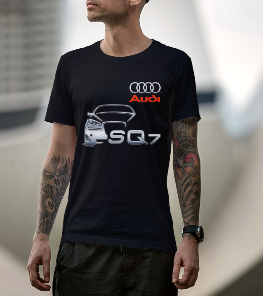 Audi SQ7 Car Outline Emblem With Iconic Four Rings T-Shirt