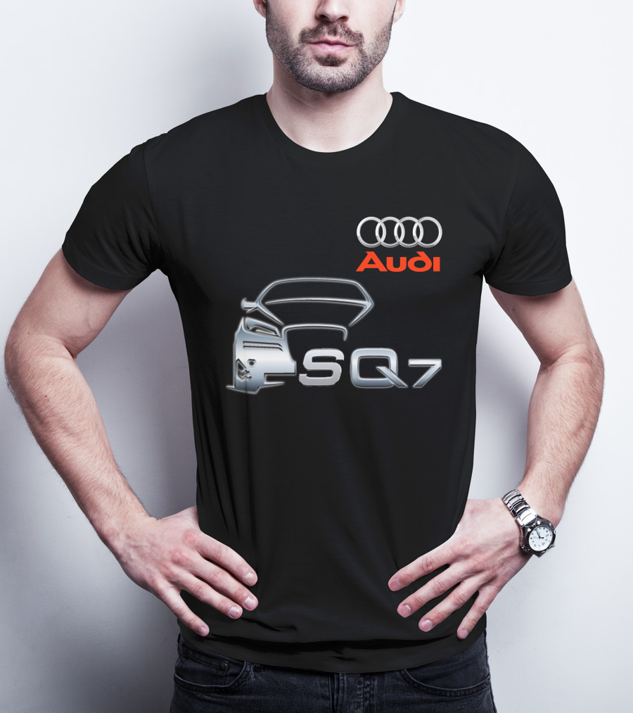 Audi SQ7 Car Outline Emblem With Iconic Four Rings T-Shirt