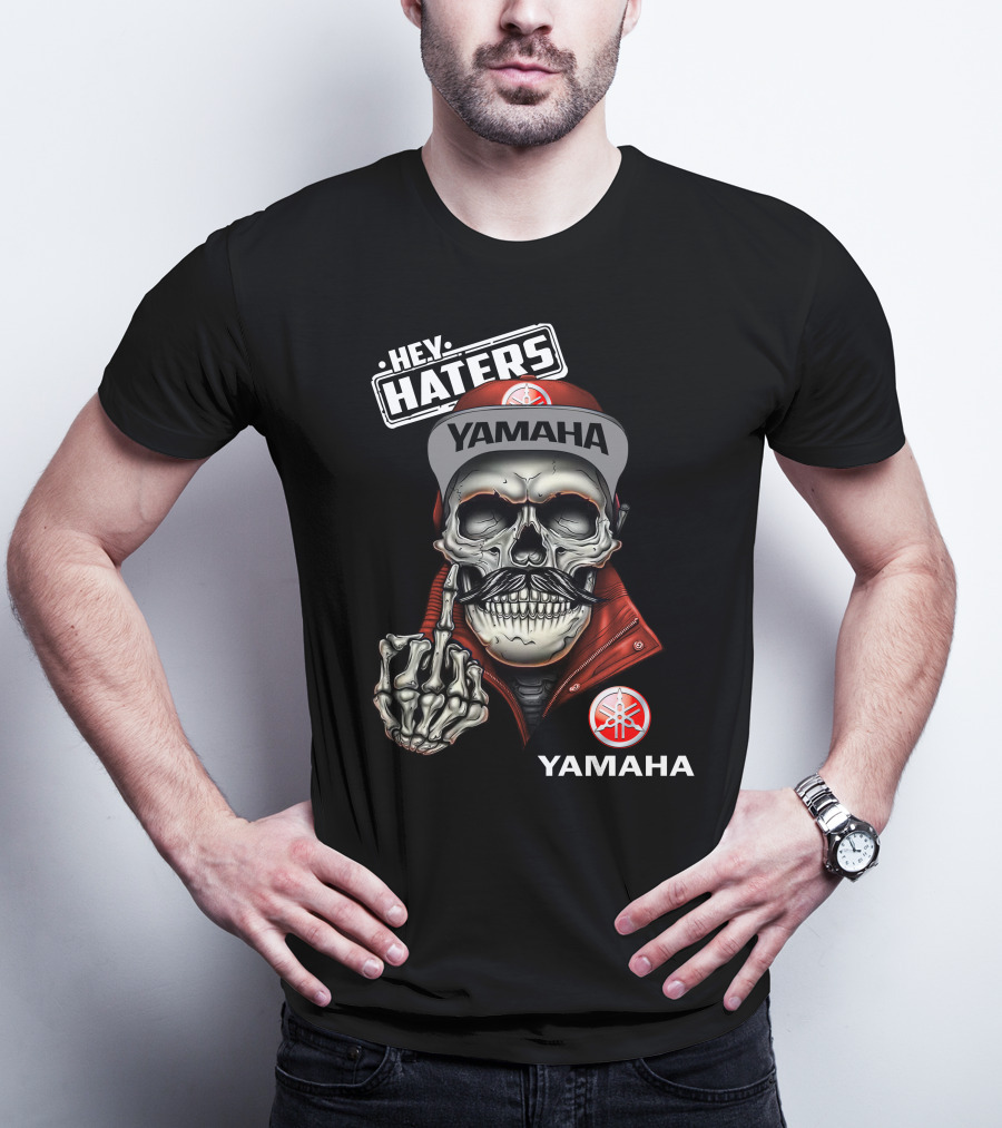 YAMAHA Hey Haters Skeleton Skull With Red Jacket And Cap T-Shirt