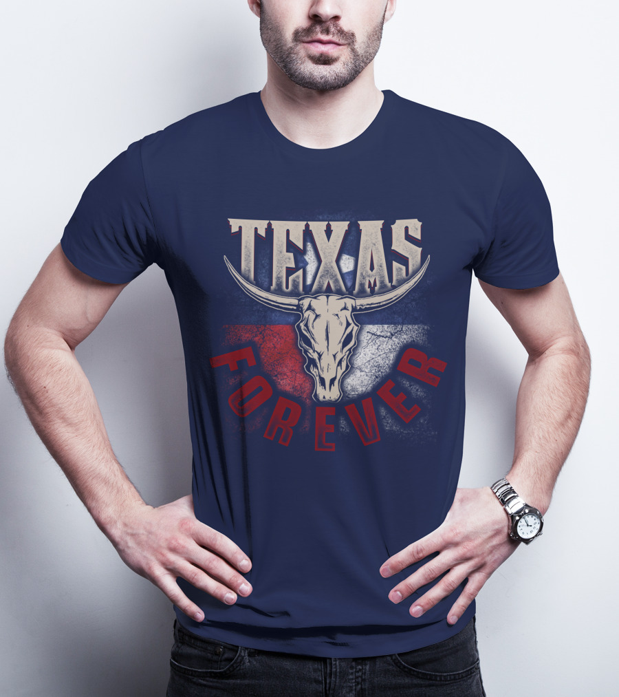 Texas Forever Longhorn Skull State Pride T-Shirt