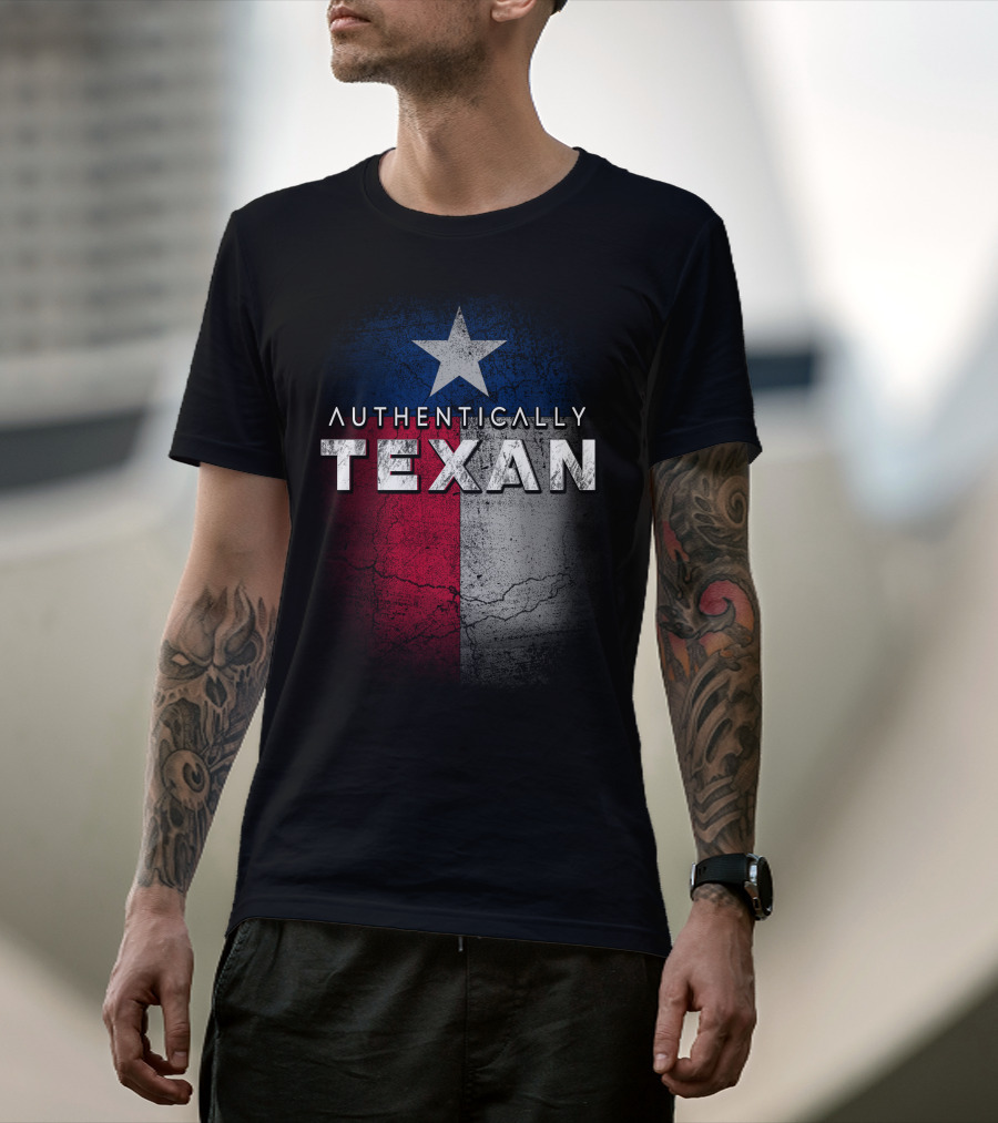 Authentically Texan Lone Star Flag Style T-Shirt