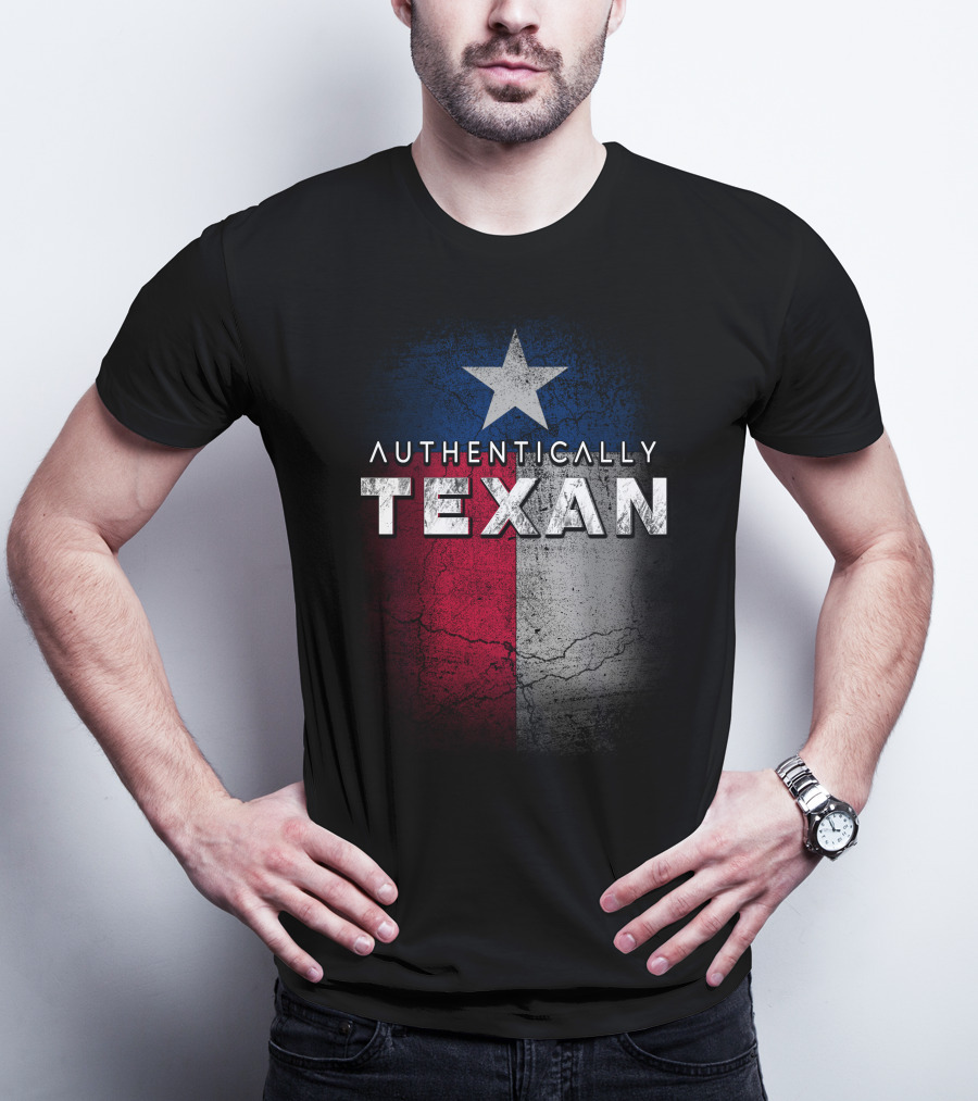 Authentically Texan Lone Star Flag Style T-Shirt