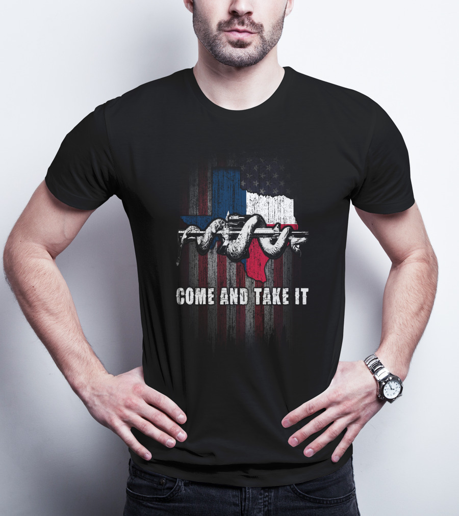 Come And Take It Snake Rifle Texas Flag American Flag T-Shirt