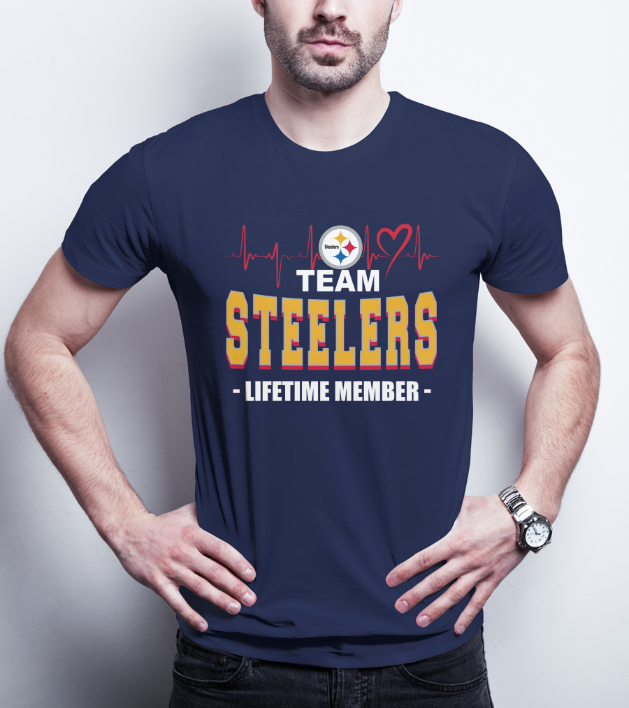 Team Steelers Lifetime Member Pittsburgh Steelers Heartbeat T-Shirt