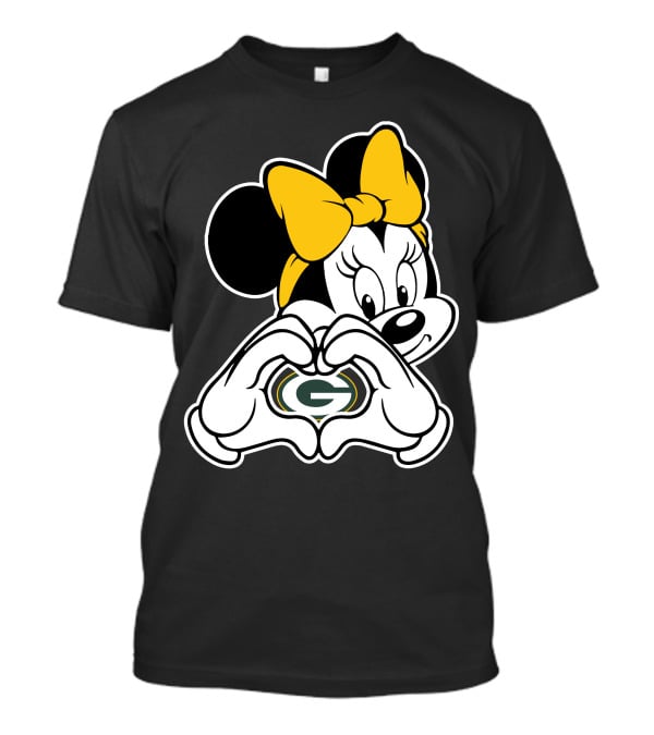 Minnie Mouse Green Bay Packers Heart Hands T-Shirt
