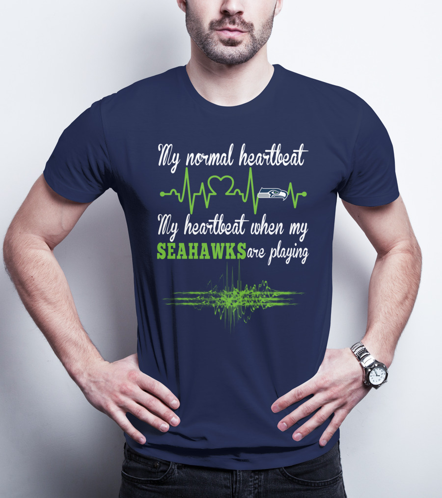 Seattle Seahawks Heartbeat My Heartbeat When My Seahawks Are Playing T-Shirt