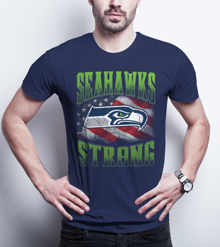 Seattle Seahawks Strong American Flag T-Shirt