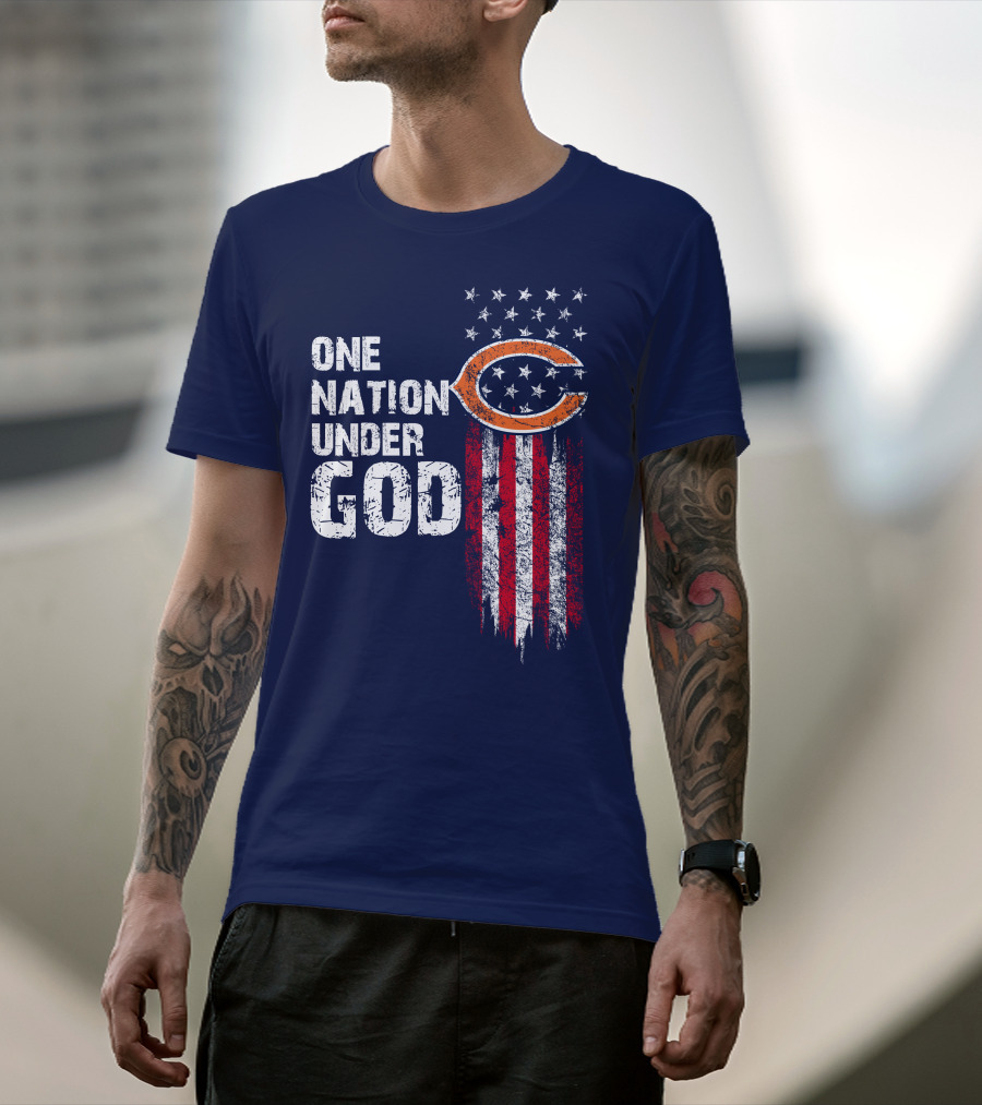 One Nation Under God Chicago Bears American Flag T-Shirt