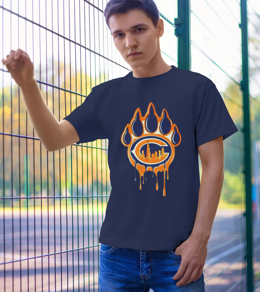Chicago Bears Dripping Skyline Paw T-Shirt
