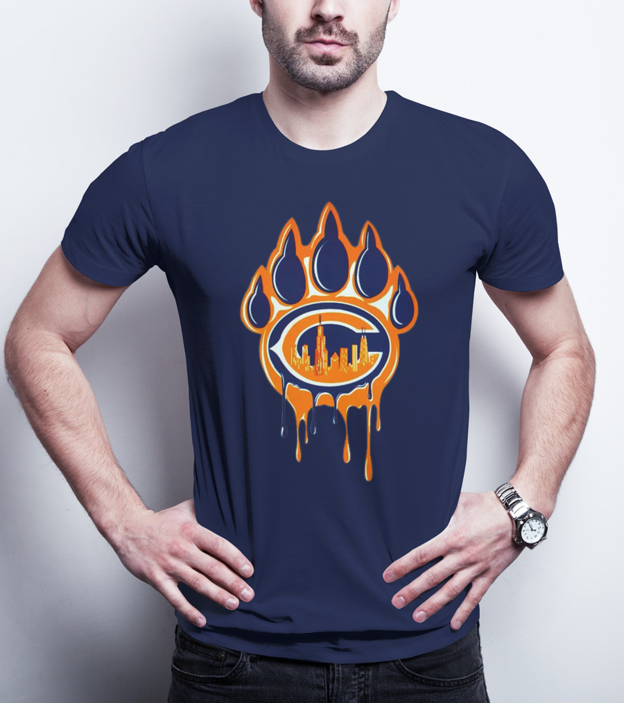 Chicago Bears Dripping Skyline Paw T-Shirt