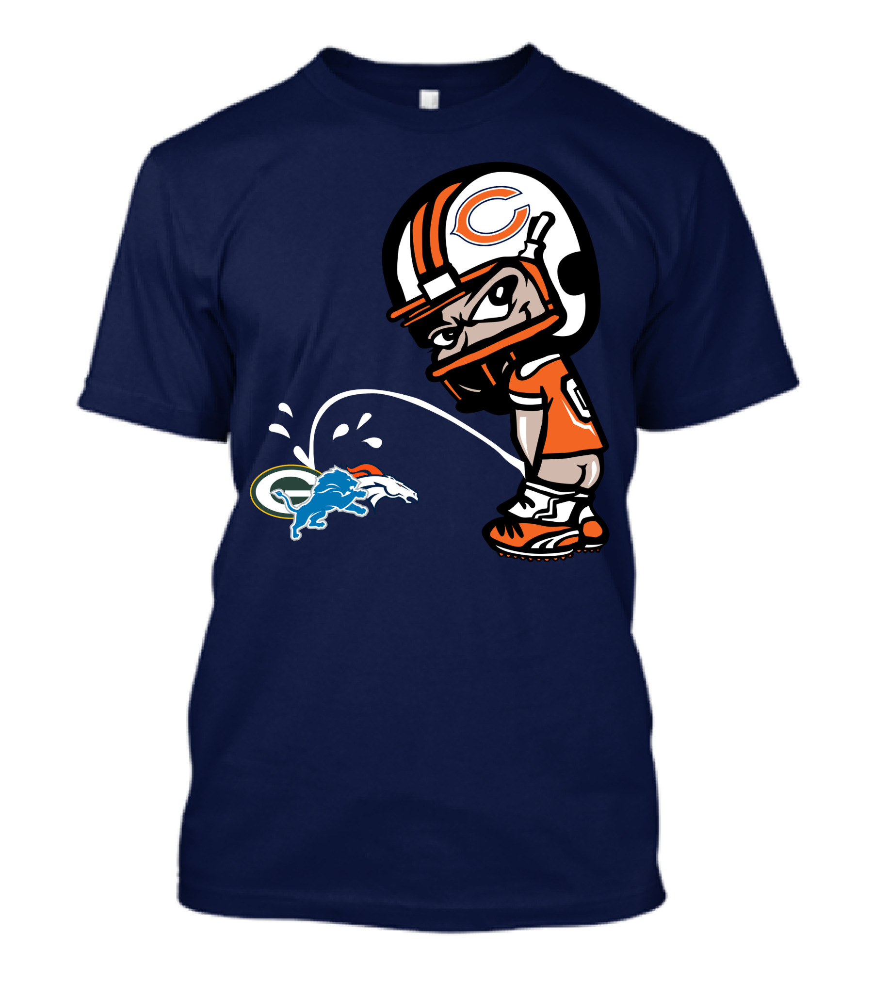 Chicago Bears Vs Green Bay Packers Denver Broncos Rivalry Cartoon Helmet T-Shirt