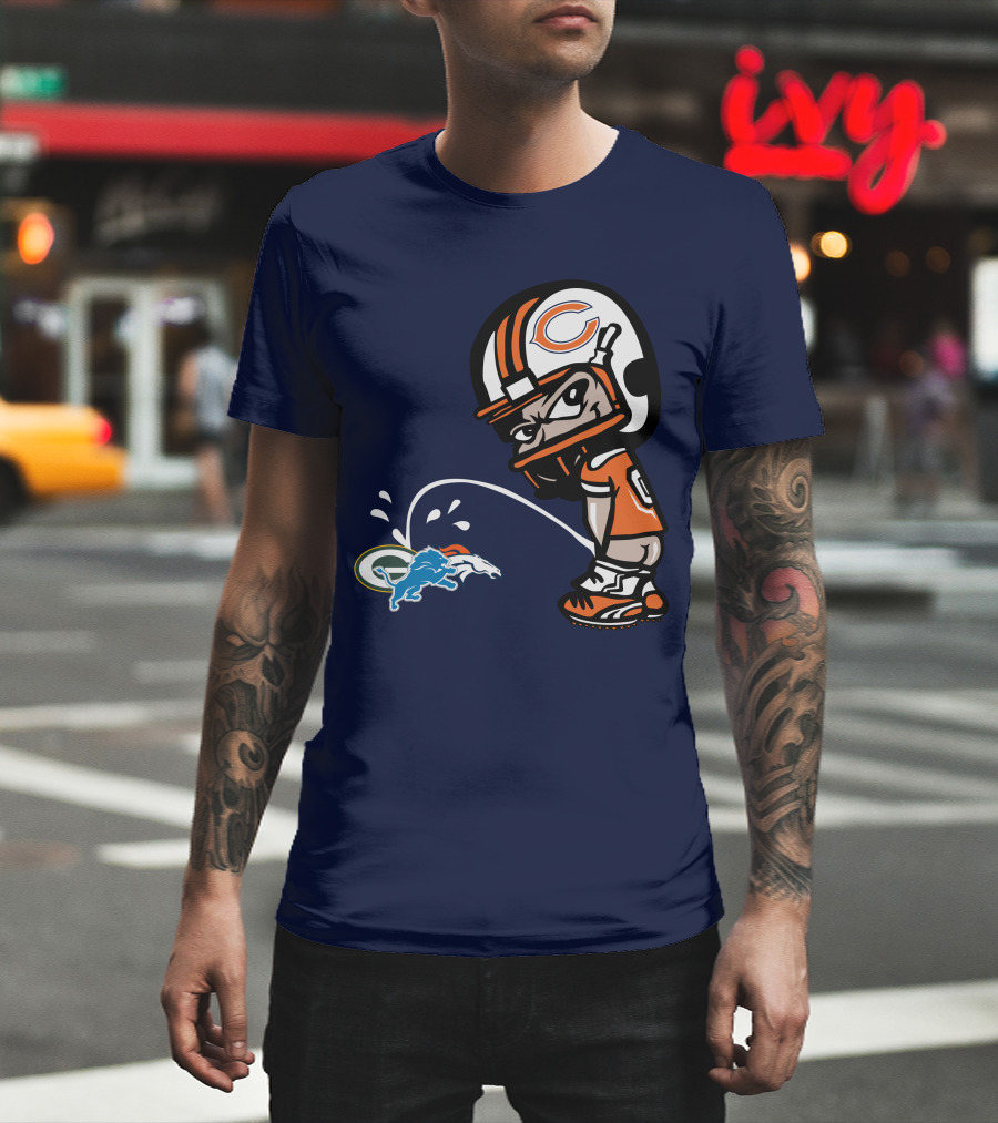 Chicago Bears Vs Green Bay Packers Denver Broncos Rivalry Cartoon Helmet T-Shirt