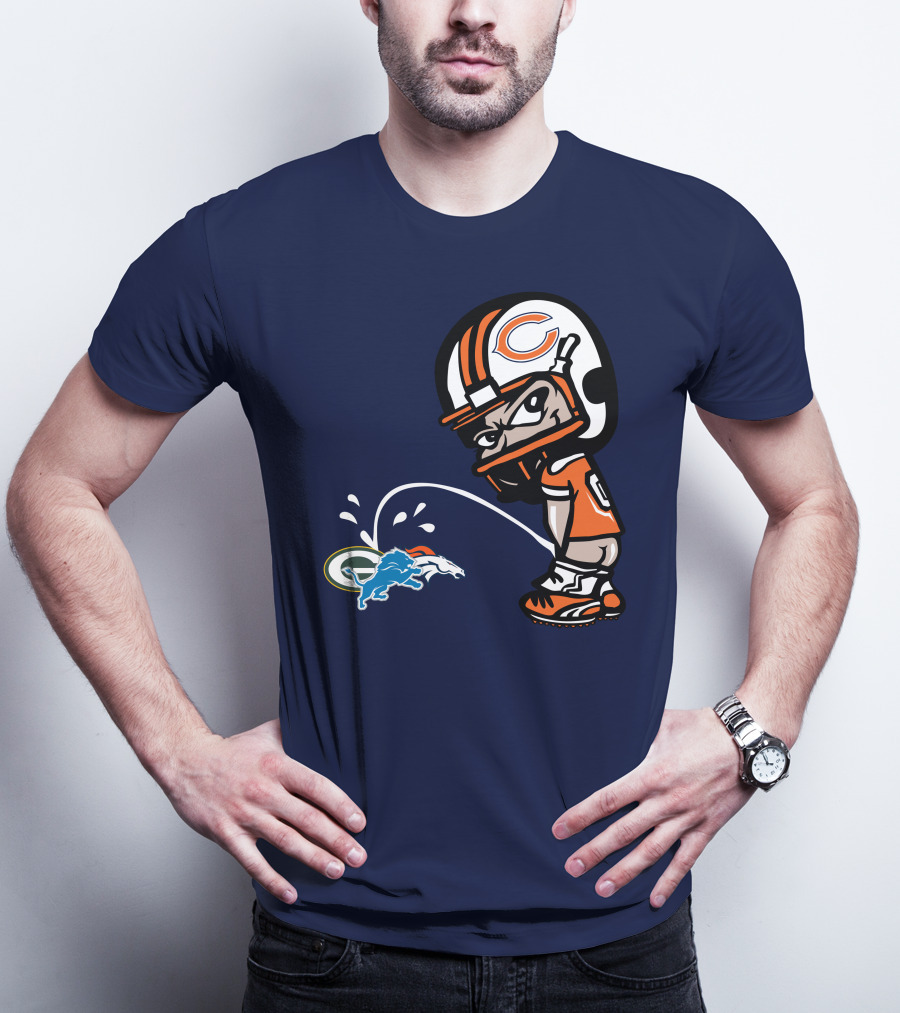 Chicago Bears Vs Green Bay Packers Denver Broncos Rivalry Cartoon Helmet T-Shirt