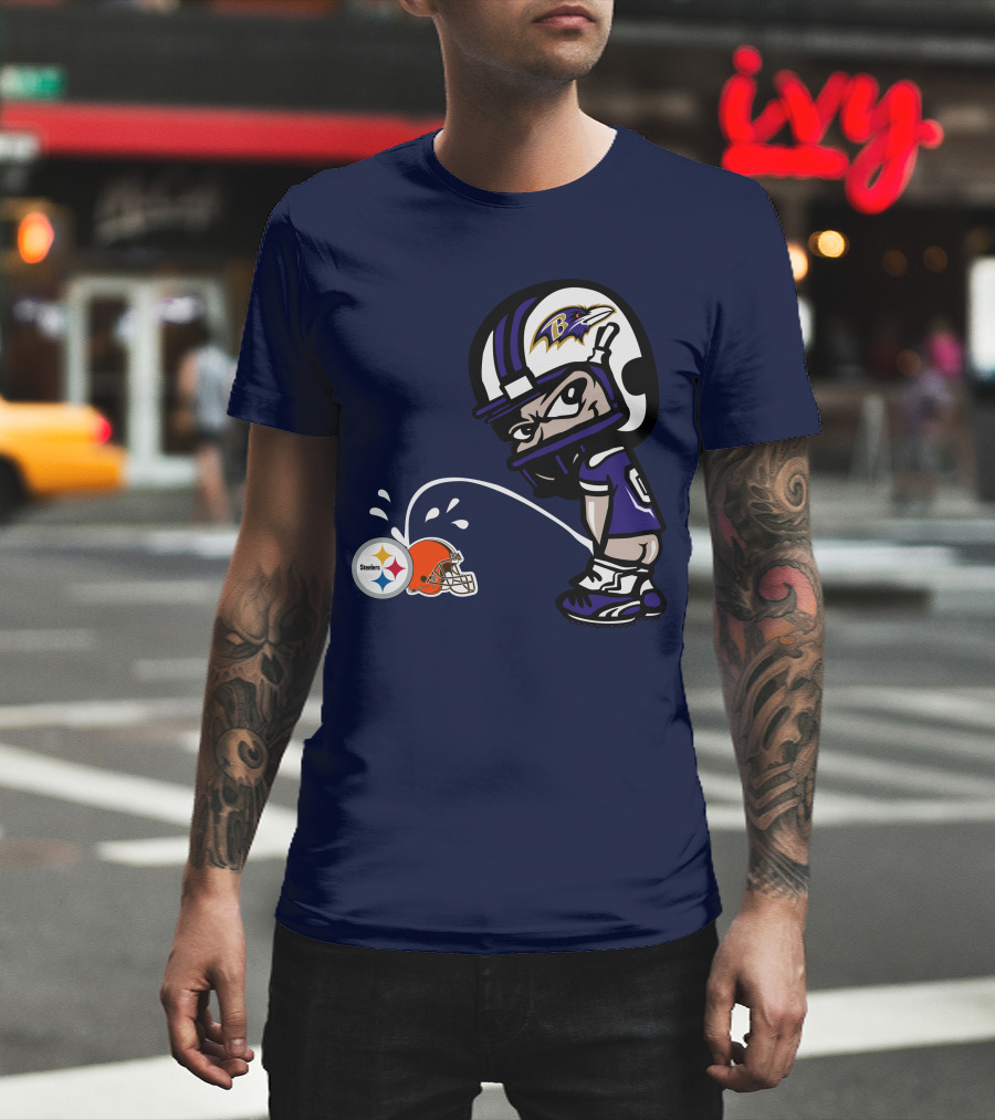 Baltimore Ravens Rivalry Mock Pittsburgh Steelers Cleveland Browns Helmets T-Shirt