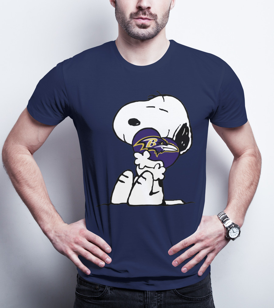 Baltimore Ravens Snoopy Hugging T-Shirt
