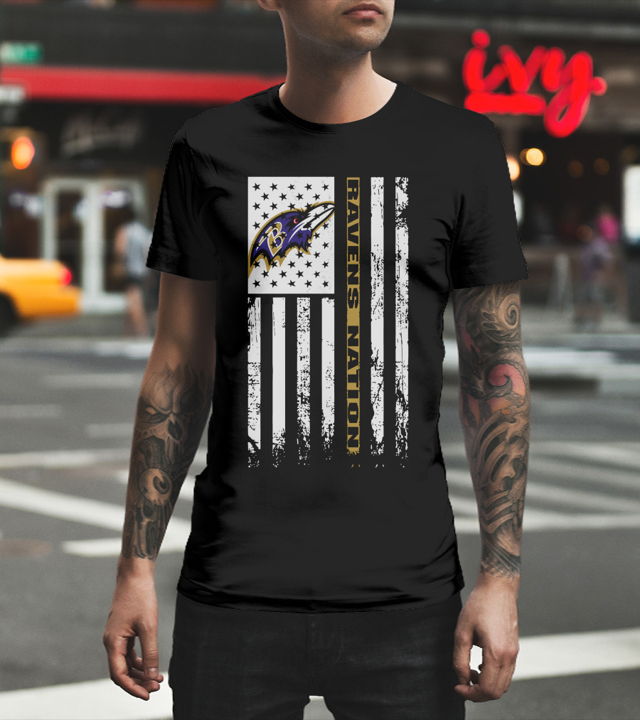 Ravens Nation American Flag Baltimore Ravens T-Shirt
