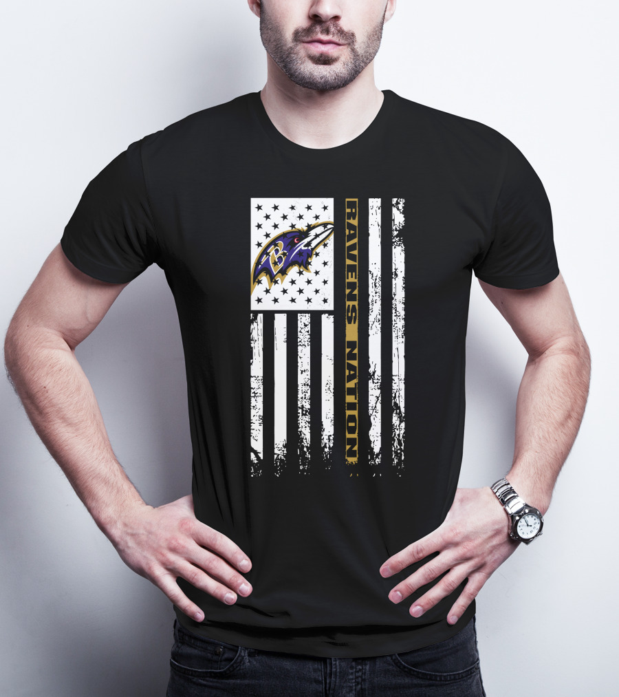 Ravens Nation American Flag Baltimore Ravens T-Shirt