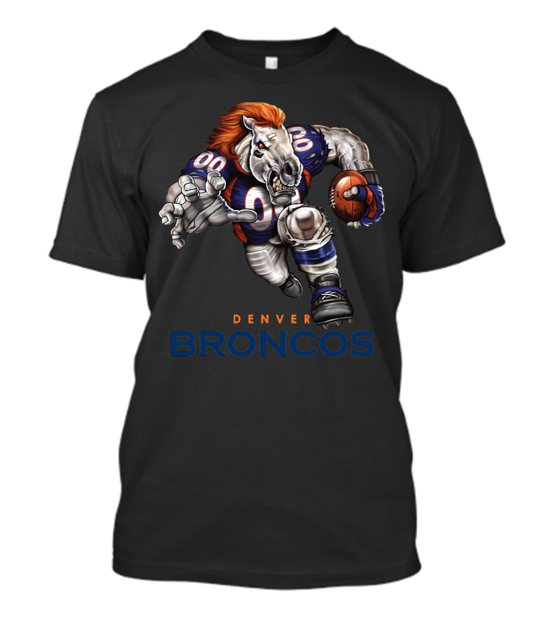 Denver Broncos Charging Horse Football Player T-Shirt