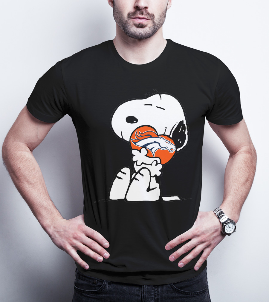Snoopy Hugging Denver Broncos Football T-Shirt