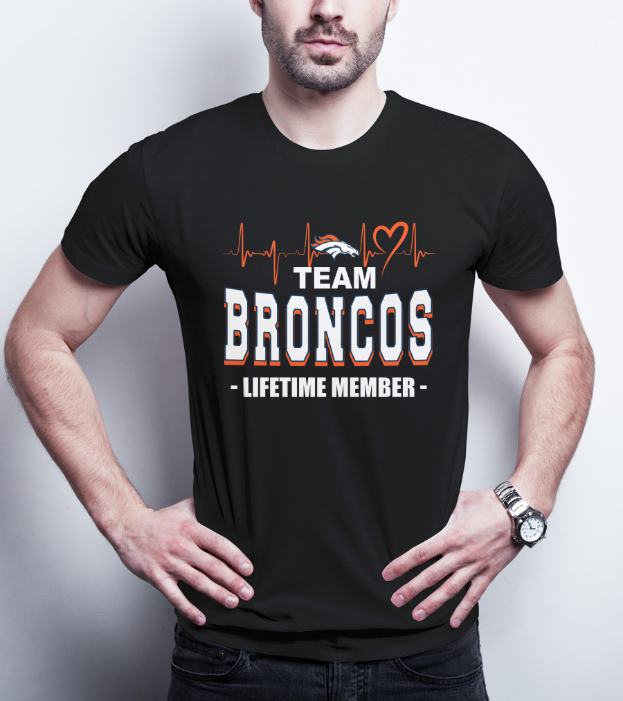 Team Broncos Lifetime Member Heartbeat T-Shirt