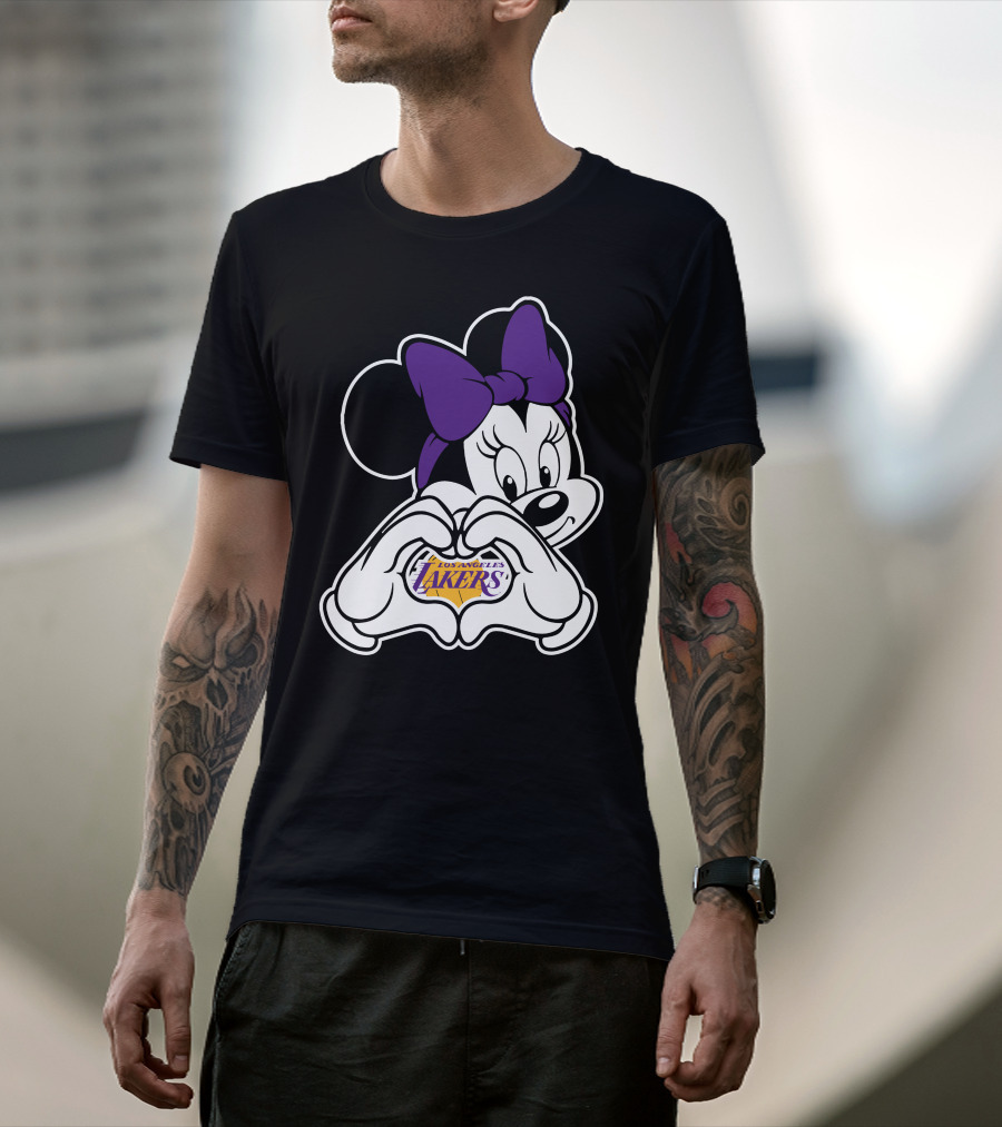 Los Angeles Lakers Minnie Mouse Heart Hands T-Shirt