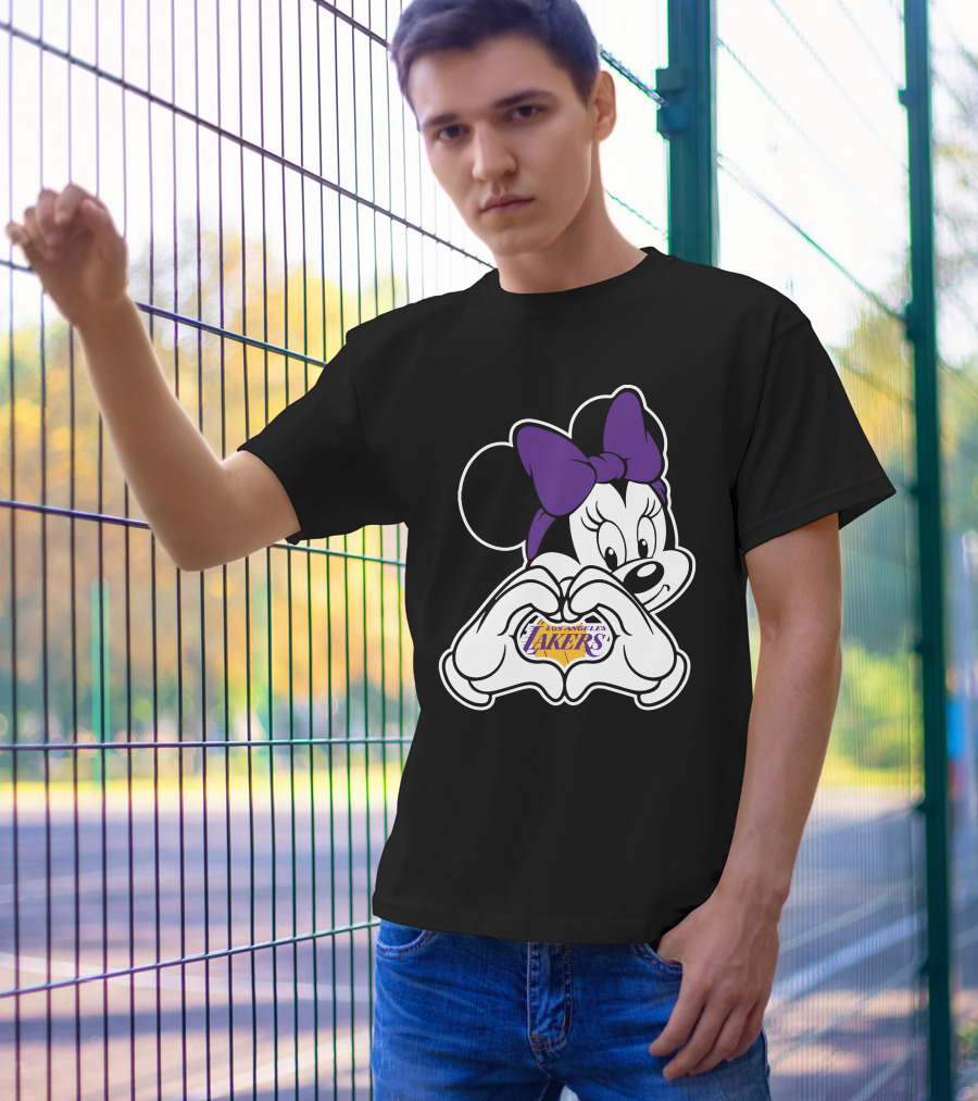 Los Angeles Lakers Minnie Mouse Heart Hands T-Shirt