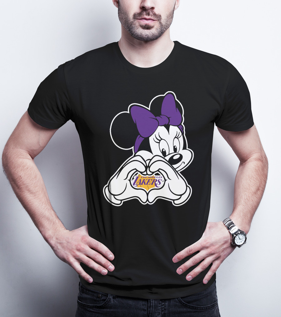 Los Angeles Lakers Minnie Mouse Heart Hands T-Shirt
