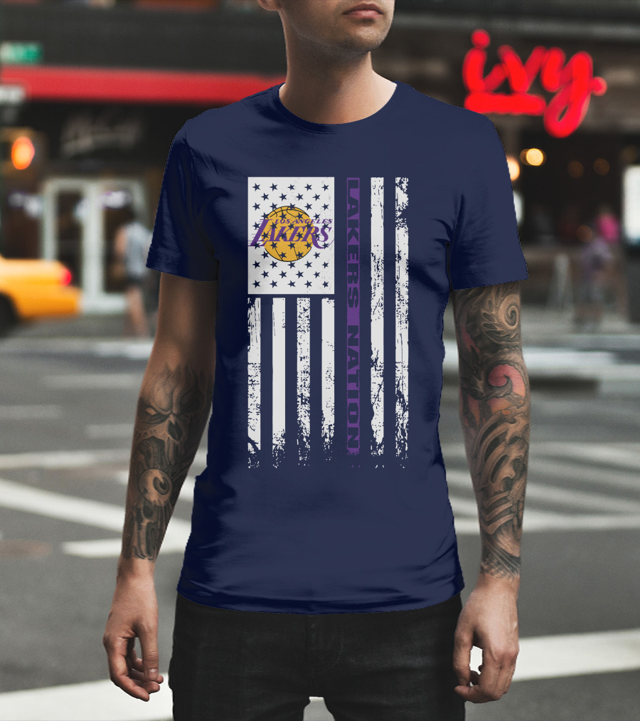 Los Angeles Lakers Nation Flag Stars Stripes T-Shirt