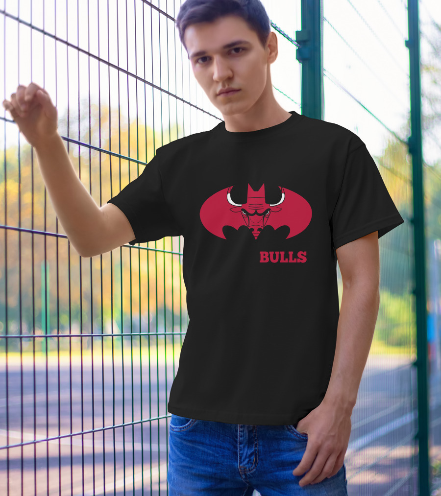 Chicago Bulls Red Batman Logo Mashup T-Shirt
