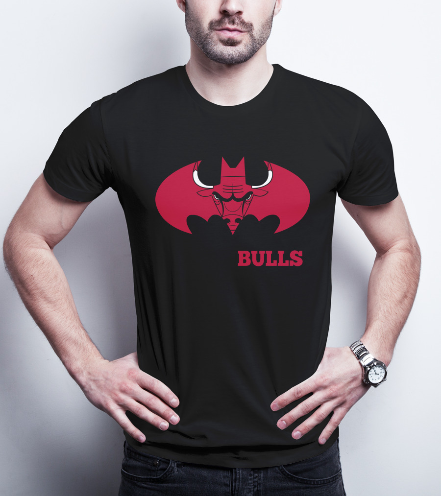 Chicago Bulls Red Batman Logo Mashup T-Shirt
