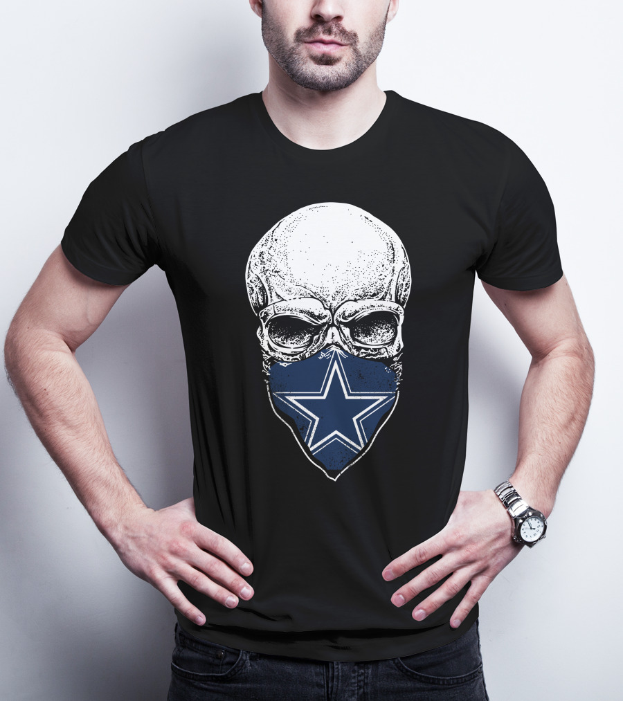 Skull With Dallas Cowboys Star Bandana T-Shirt