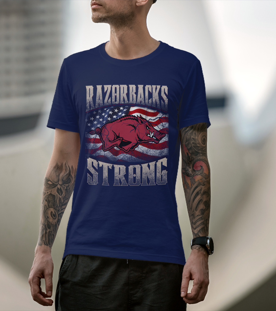Razorbacks Strong American Flag T-Shirt