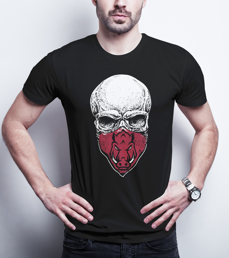 Arkansas Razorbacks Skull Logo Mask T-Shirt