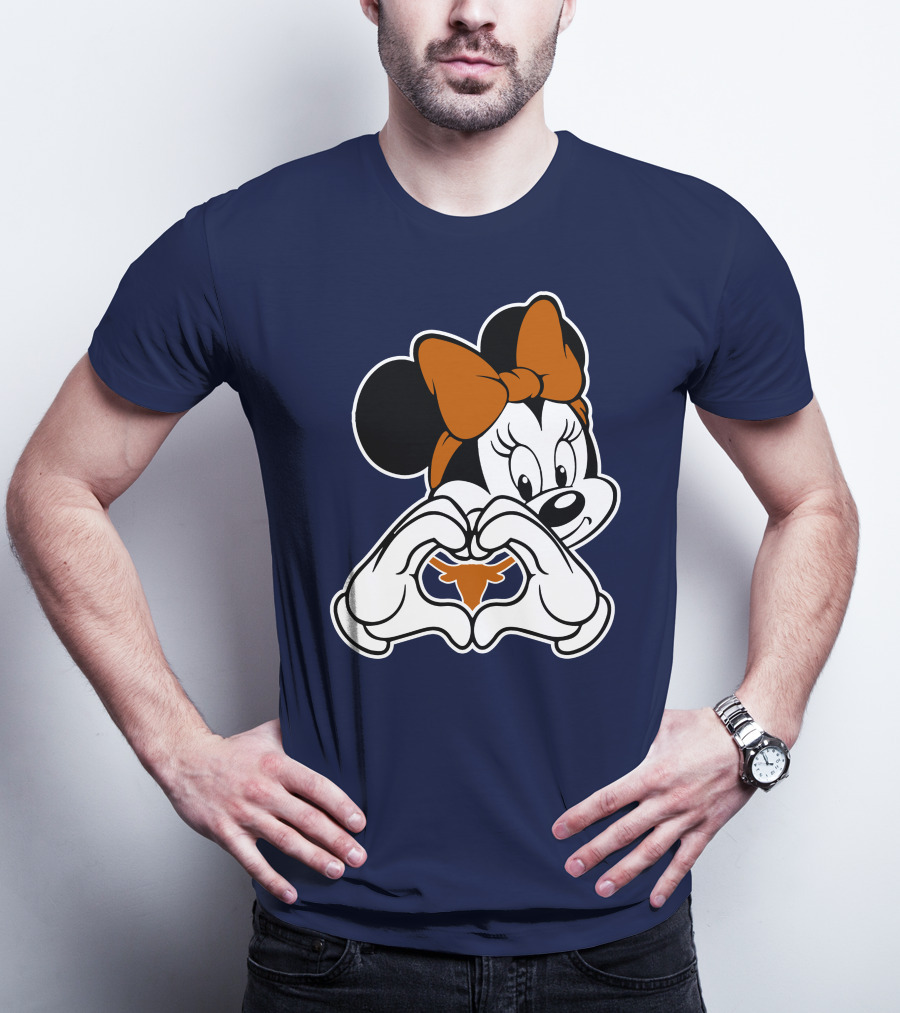 Texas Longhorns Minnie Mouse Heart Hands T-Shirt