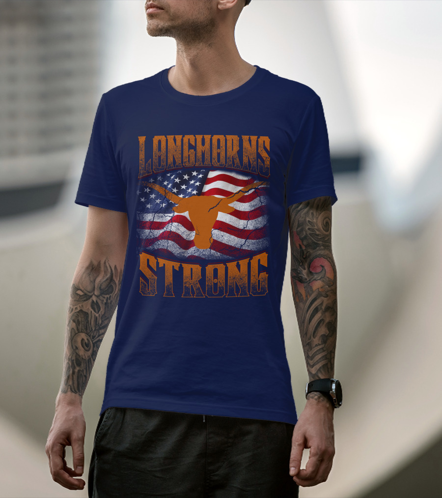 Longhorns Strong American Flag T-Shirt