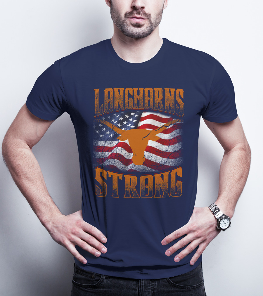 Longhorns Strong American Flag T-Shirt