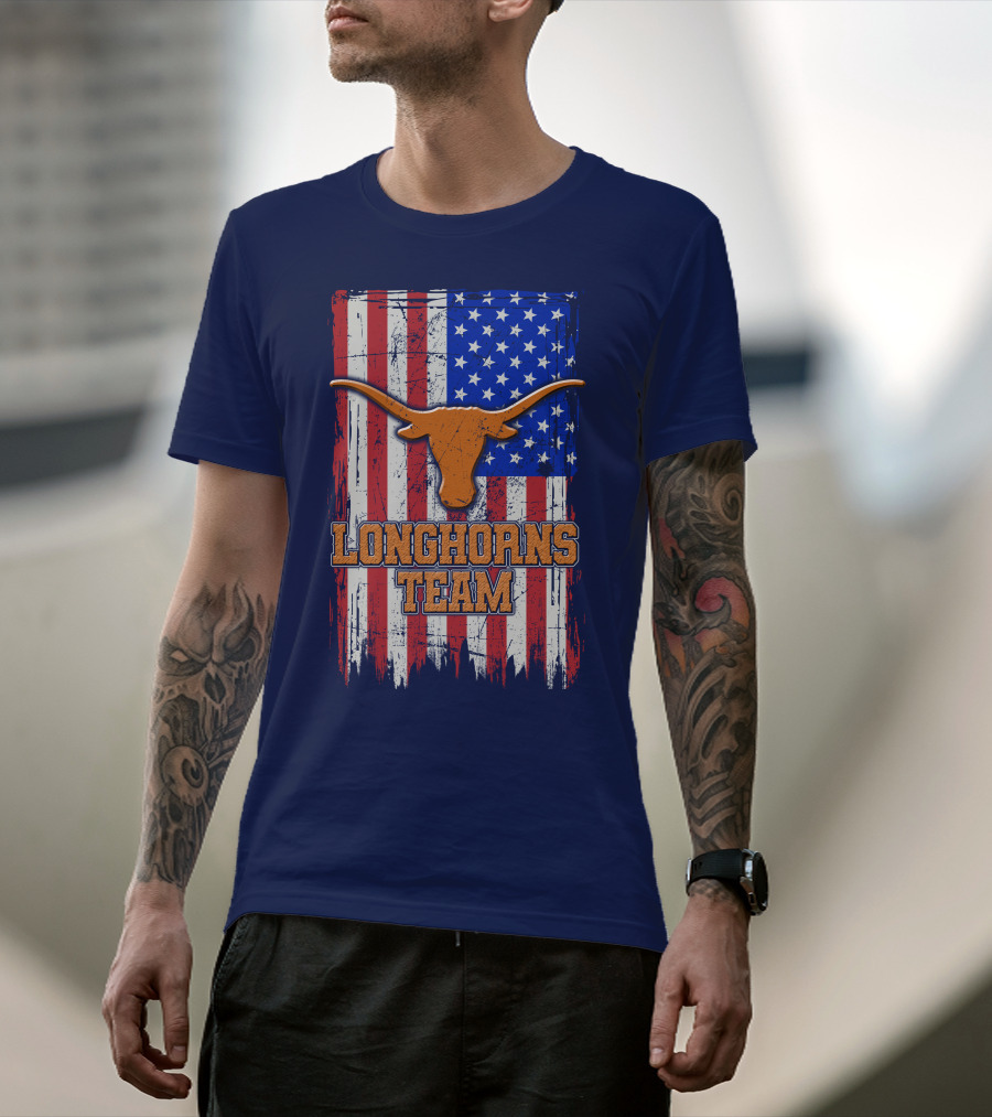 Longhorns Team American Flag T-Shirt