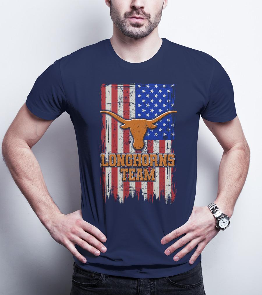 Longhorns Team American Flag T-Shirt