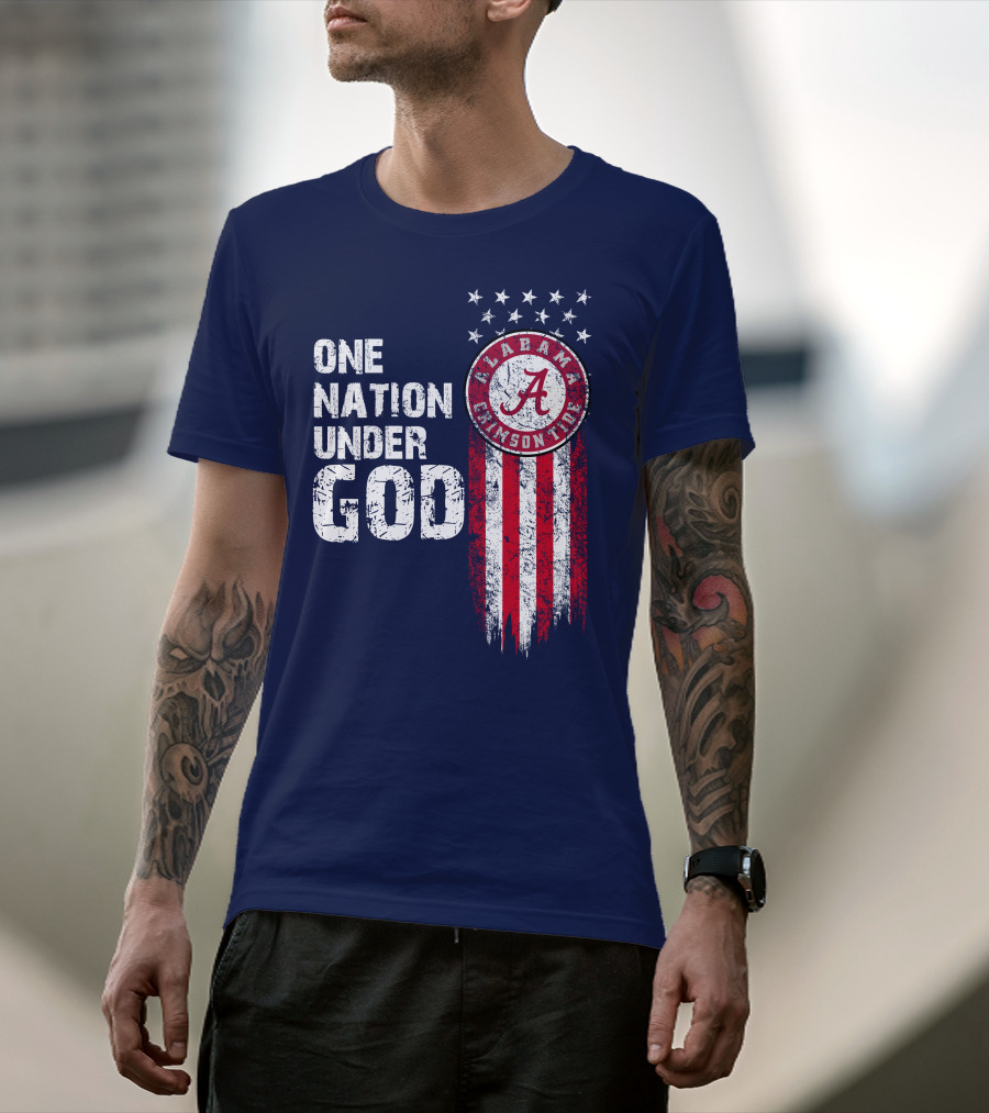 One Nation Under God Alabama Crimson Tide Stars And Stripes T-Shirt