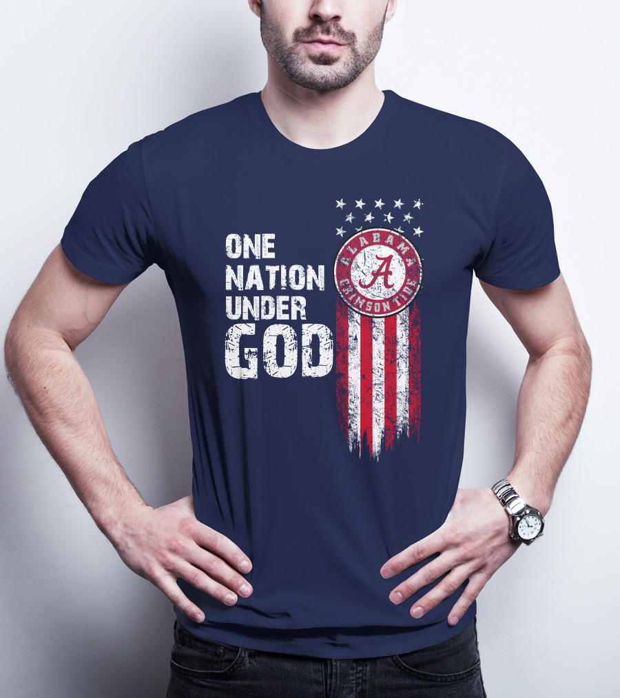 One Nation Under God Alabama Crimson Tide Stars And Stripes T-Shirt