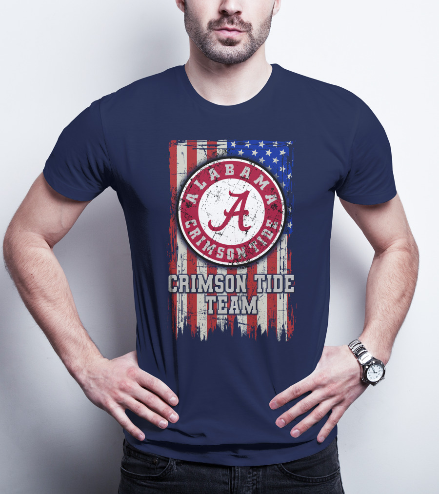 Alabama Crimson Tide Team Flag Usa T-Shirt