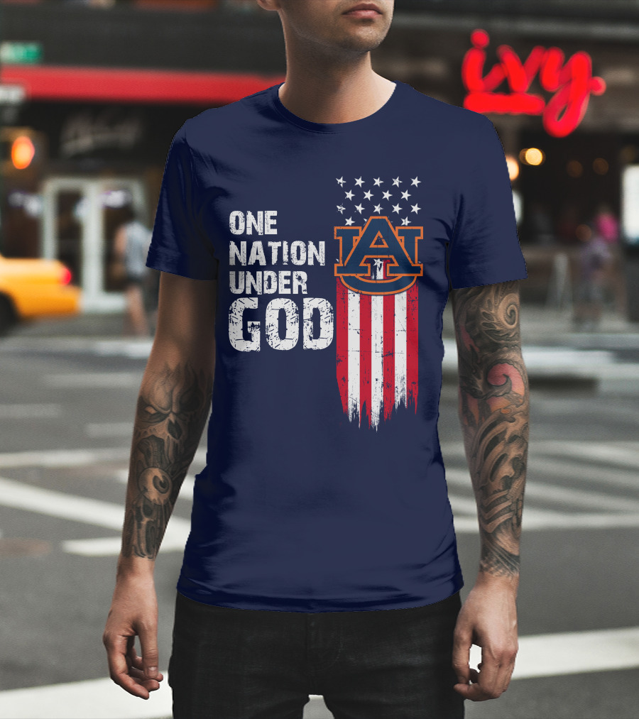 One Nation Under God Auburn Tigers Logo Stars And Stripes T-Shirt