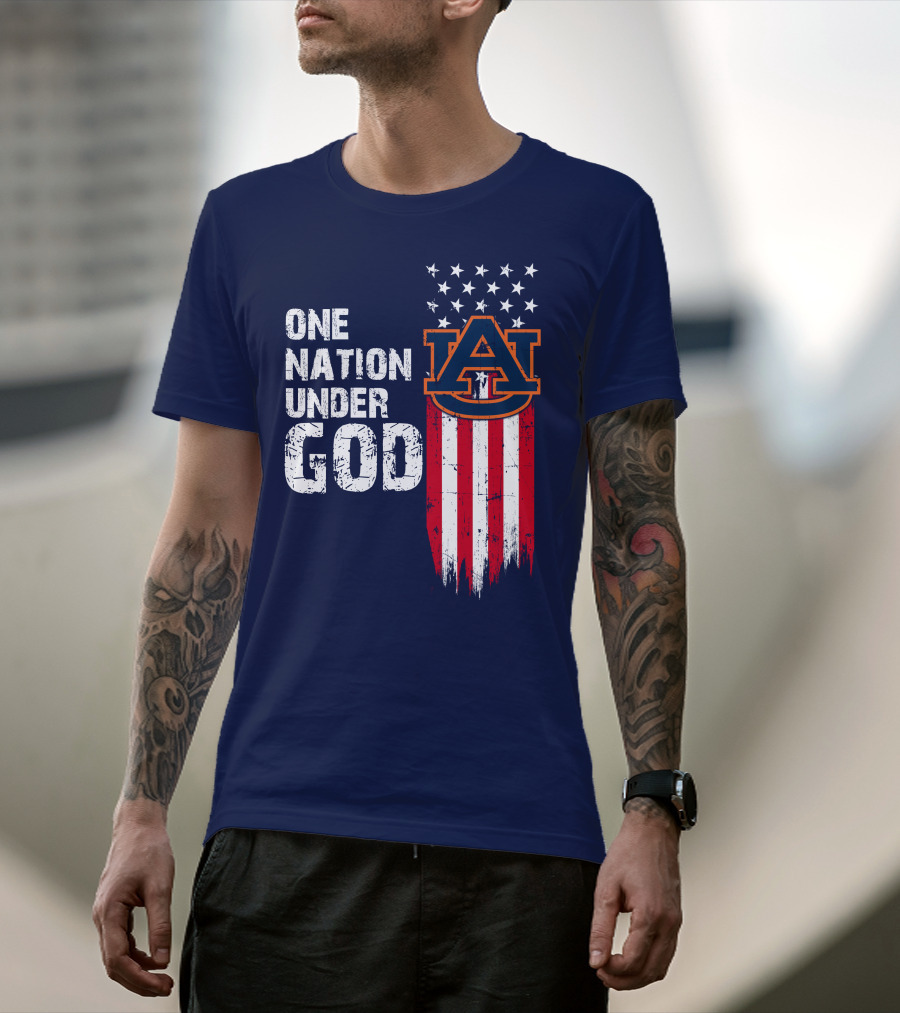 One Nation Under God Auburn Tigers Logo Stars And Stripes T-Shirt
