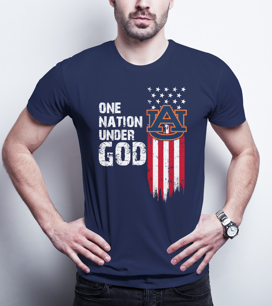 One Nation Under God Auburn Tigers Logo Stars And Stripes T-Shirt