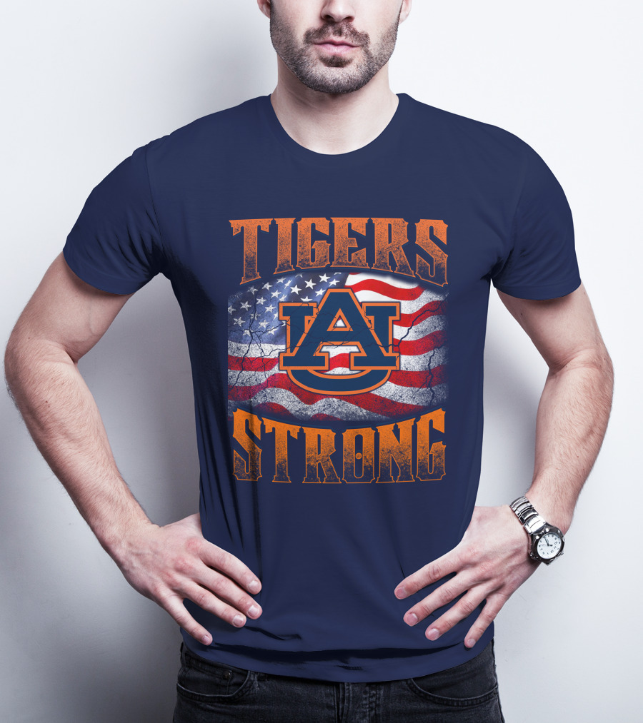 Auburn Tigers Strong American Flag T-Shirt