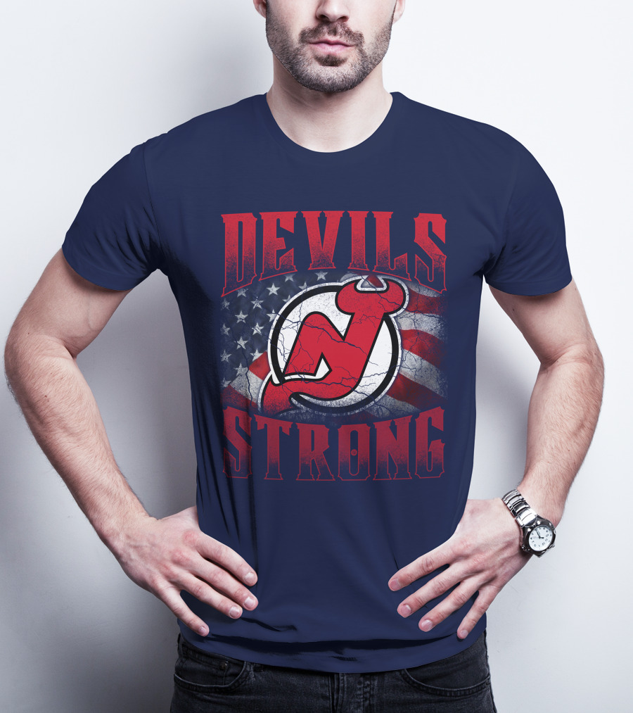 New Jersey Devils Strong Usa Flag T-Shirt