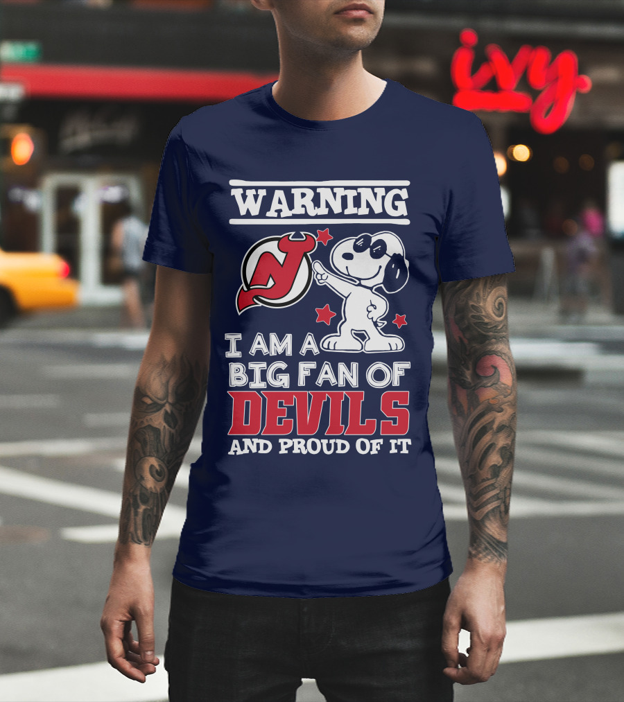 Warning New Jersey Devils Big Fan And Proud Of It T-Shirt