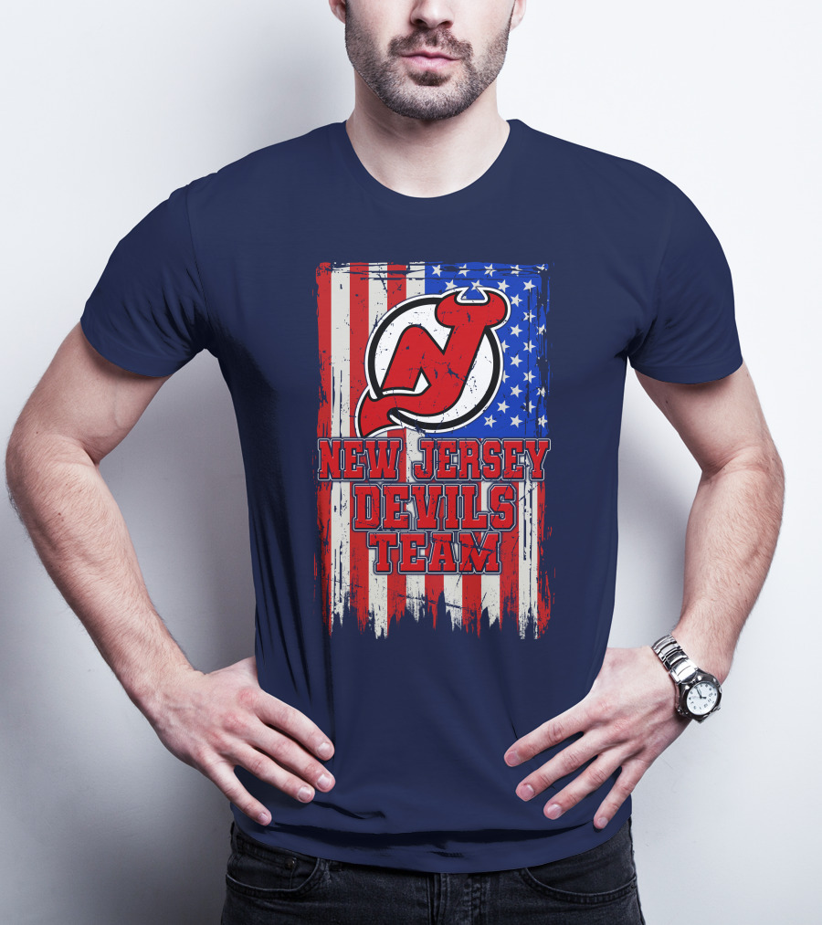 New Jersey Devils Team American Flag T-Shirt