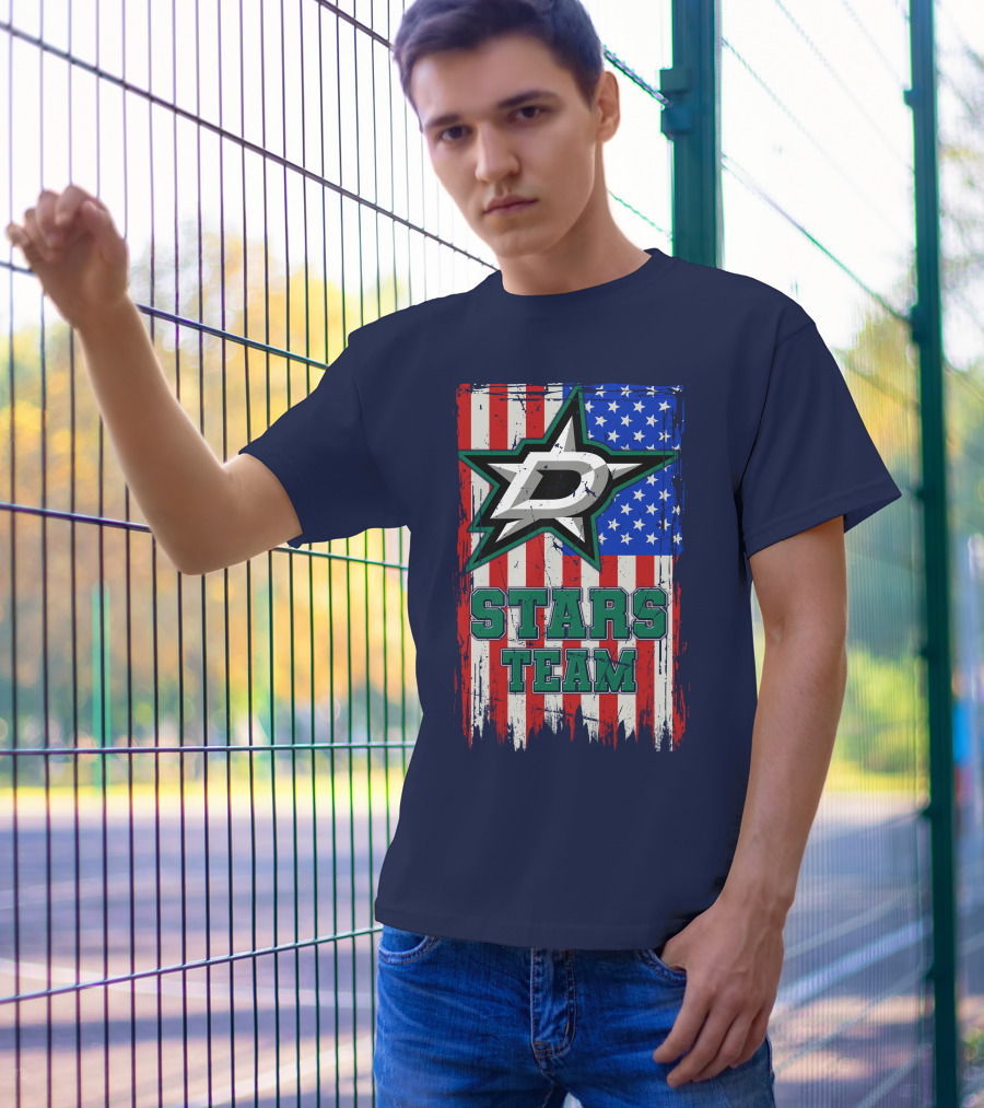 Stars Team Dallas American Flag T-Shirt