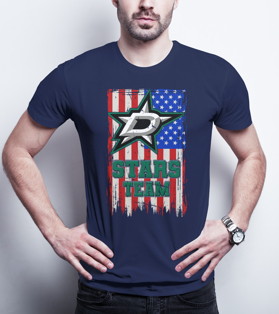 Stars Team Dallas American Flag T-Shirt